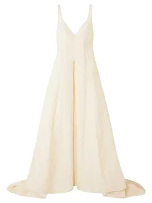 EMILIA WICKSTEAD Merise Pleated Cloqué Gown - Cream