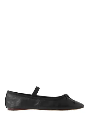 LOEFFLER RANDALL Leonie Bow-embellished Leather Flats - Black