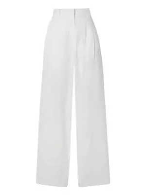 THE ROW Bufus Pleated Cotton-poplin Pants - White