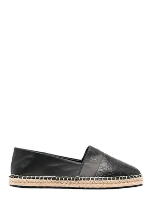 Calvin Klein Embossed-logo Leather Espadrilles - Black