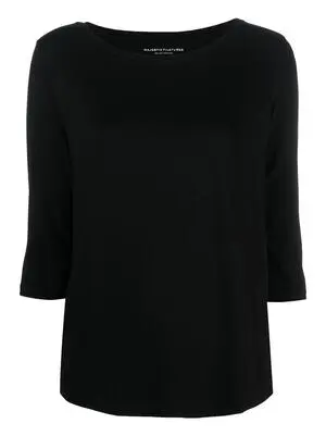 Majestic Filatures Boat-neck Jersey Top - Black