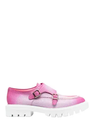 Santoni Leather Double-buckle Loafers - Pink