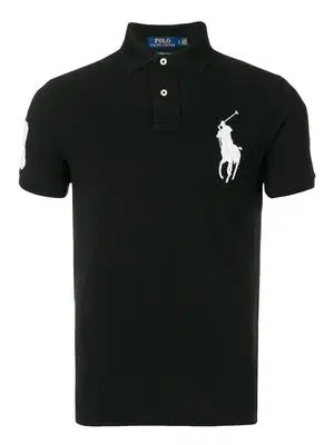 Polo Ralph Lauren Logo Embroidered Polo Shirt Black