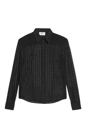 Ami Semi-sheer Check Shirt - Black