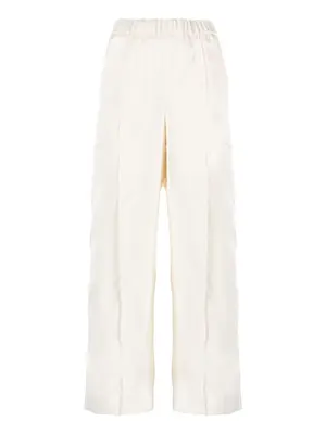 JIL SANDER Elasticated-waist Wide-leg Trousers - White