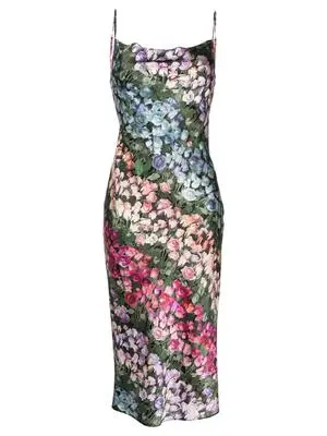 FLEUR DU MAL All-Over Rose-Print Slip Dress