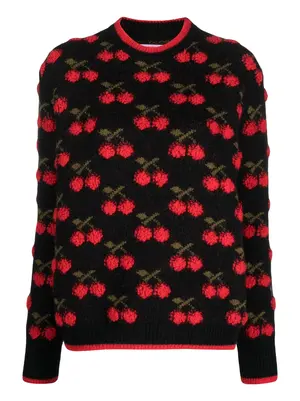 La DoubleJ Cherry-print Jumper - Black
