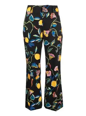 La DoubleJ La DoubleJ Hendrix Floral Print Cropped Trousers Black