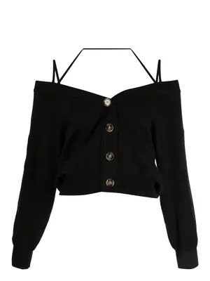 J KOO Cut-out Detail Knitted Cardigan - Black