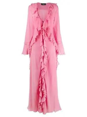 Blumarine Ruffled Chiffon Gown - Pink