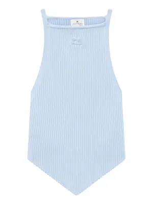 COURREGES Pointy Rib-knit Tank Top - Blue