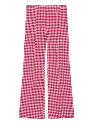 GANNI Check-print Flared Trousers - Pink