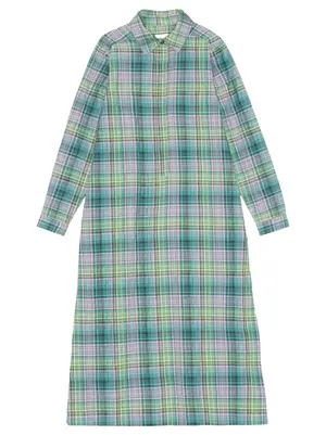 GANNI Check-pattern Seersucker Shirt Dress - Blue