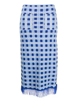 Baum Und Pferdgarten Check-pattern Knitted Below-knee Skirt - Blue
