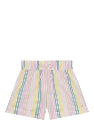 GANNI Striped Organic Cotton Shorts - Pink