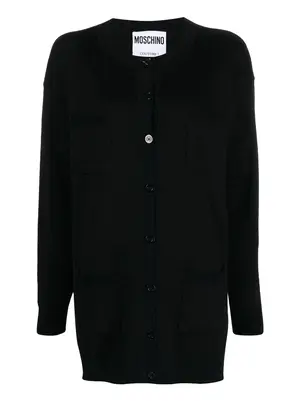 Moschino Monogram-jacquard Cardigan - Black
