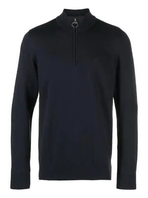 BARBOUR Logo-Embroidered Half-Zip Jumper