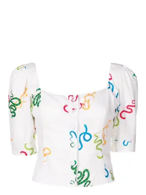 Isolda Abstract-print Shirt - White