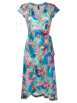 LYGIA & NANNY Falcão-printed Wrap Dress - Blue