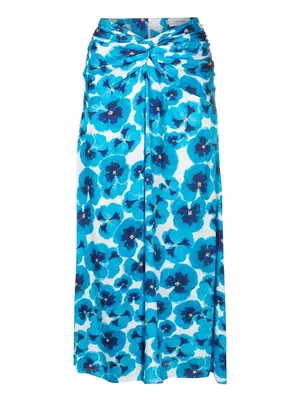 Isolda Kika Floral-print Skirt - Blue