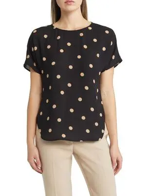 Anne Klein Polka Dot Blouse - Anne Black/latte