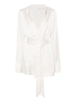 Saint Laurent Saint Laurent Self-Tie Hooded Jacket Neutrals