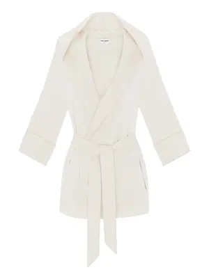 Saint Laurent Saint Laurent Self-Tie Hooded Jacket White