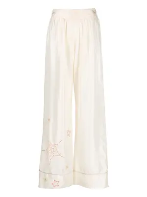 FORTE_FORTE Embroidered Palazzo Pants - Neutrals