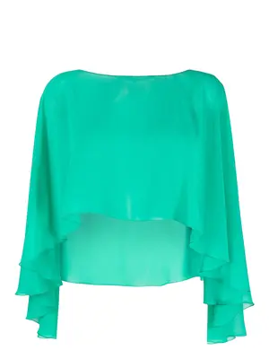 BLANCA VITA Ruffled Cropped Top - Green