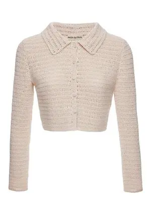 Magda Butrym Crochet Knit Button-up Top - Cream