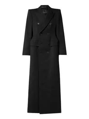 Balenciaga Hourglass Double-breasted Wool-twill Coat - Black