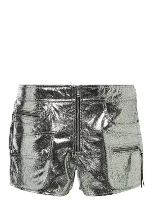 Isabel Marant Coria Low-rise Leather Shorts - Silver