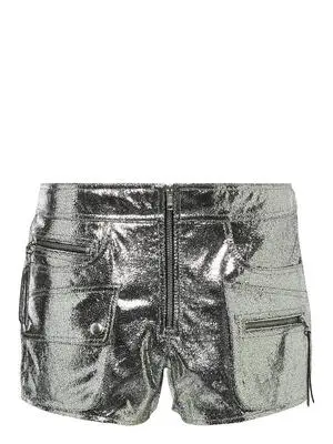 Isabel Marant Étoile Coria Low-rise Leather Shorts - Silver