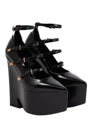 Versace Leather Platform Pumps - Black
