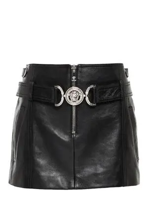 Versace Medusa Leather Miniskirt - Black