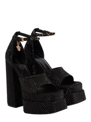 Versace Medusa Aevitas Embellished Platform Sandals - Black