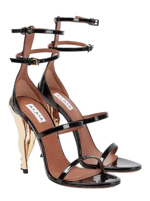 Alaïa Cabaret Patent Leather Sandals - Black