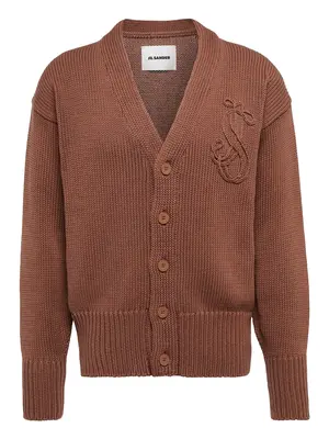 JIL SANDER Jil Sander Embroidered Knitted Cardigan Brown