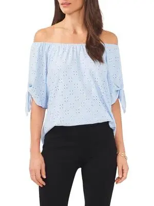 Chaus Chaus Cold Shoulder Knit Eyelet Top Ocean Spray