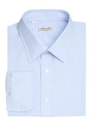 Charvet Point Collar Cotton Dress Shirt - Blue