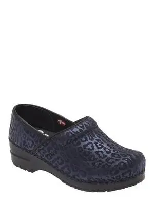 SANITA Pardus Leopard Print Clog - Navy