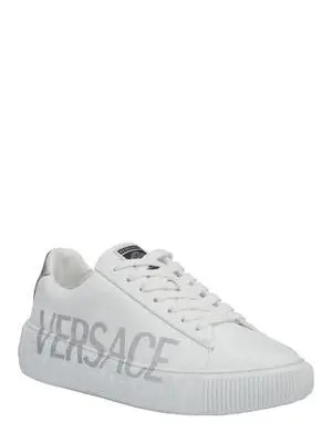 Versace La Greca Logo Low-top Sneakers - White Silver