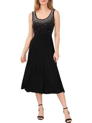 Chaus Embellished Fit & Flare Dress - Black