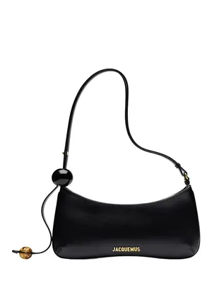 Jacquemus Le Bisou Perle Leather Shoulder Bag - Black