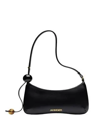 Jacquemus Le Bisou Perle Leather Shoulder Bag - Black