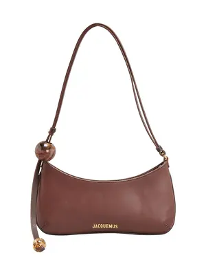 Jacquemus Jacquemus Le Bisou Perle Leather Shoulder Bag Medium Brown