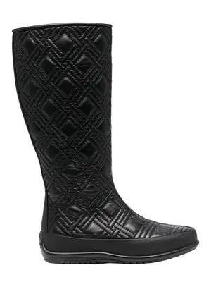 BALDININI Diamond-pattern Leather Boots - Black