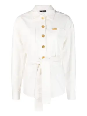 Balmain Logo-plaque Denim Shirt Jacket - White