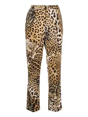 Roberto Cavalli Leopard-print Cropped Trousers - Neutrals