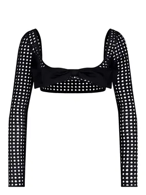 Giambattista Valli Bow-detail Cropped Top - Black